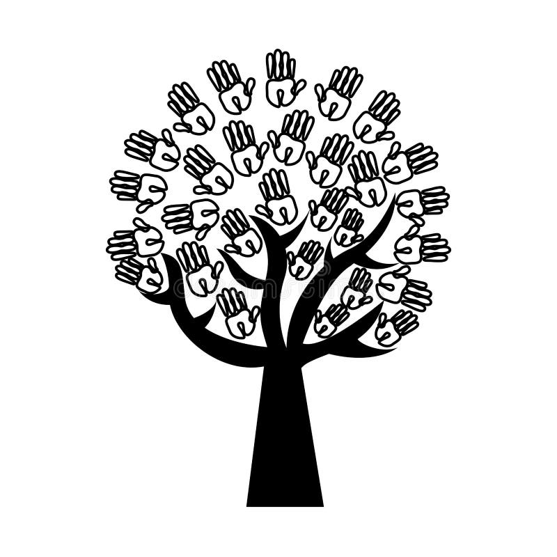 Tree Hands Print Paint Around Stock Illustration - Illustration of sign ...
