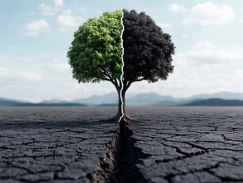 A Tree that Has Been Cut in Half To Form a Tree in the Middle of a Dry ...