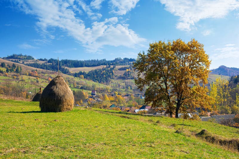 Haystack on the hill stock photo. Image of mountain - 190594334