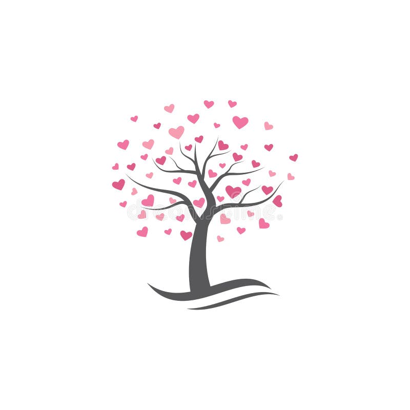 Tree with heart leaves stock vector. Illustration of garden - 223674994