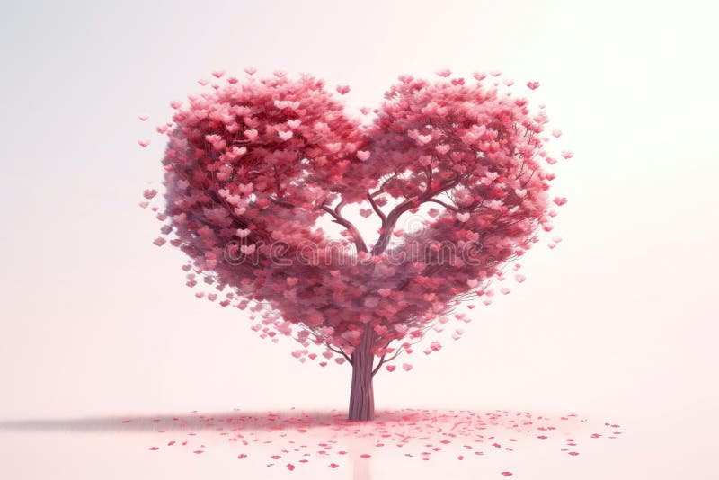Tree in Heart Shape Delicate Background. Generative AI Stock ...