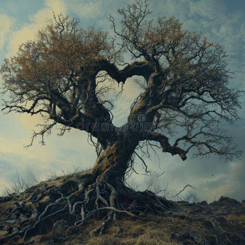 Tree with Heart-shaped Roots - AI Generated Stock Illustration ...