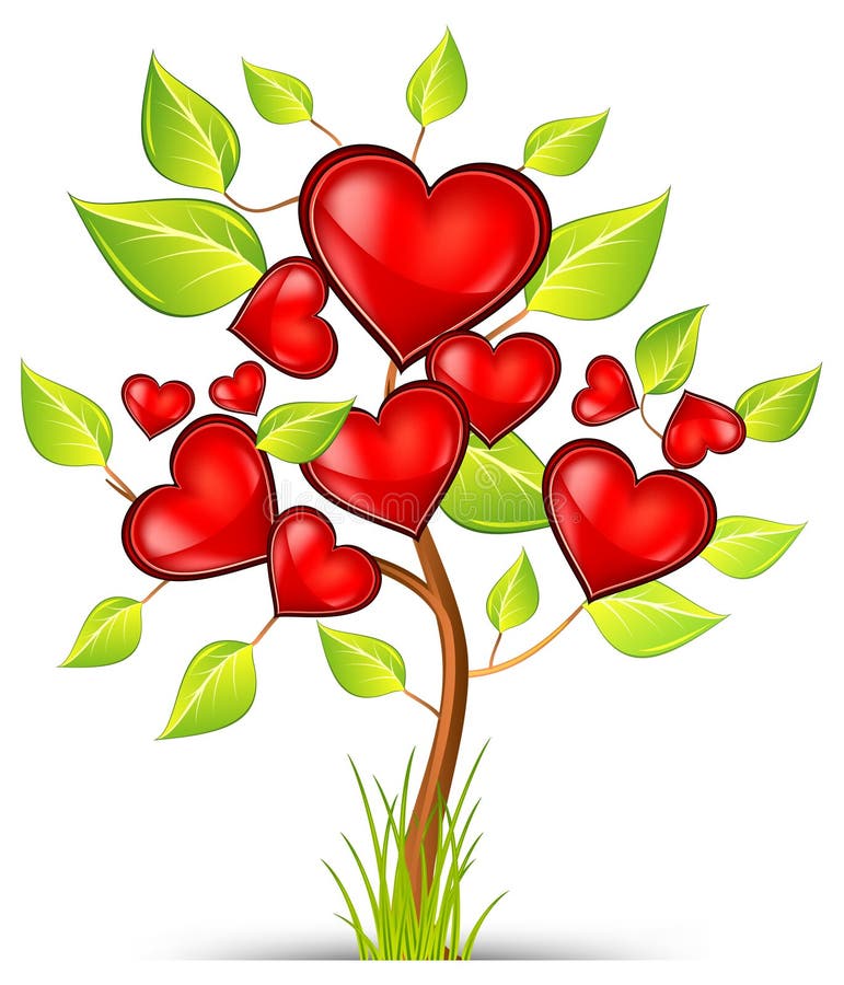 Tree of hearts stock vector. Illustration of floral, elegant - 12481959