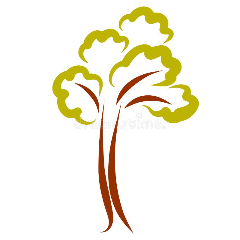 Tree with High Trunk and Green Foliage, Pattern Stock Illustration ...