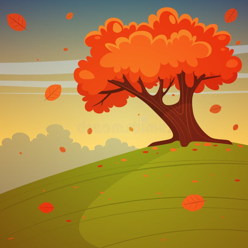 Tree on the hill stock vector. Illustration of landscape - 47947148