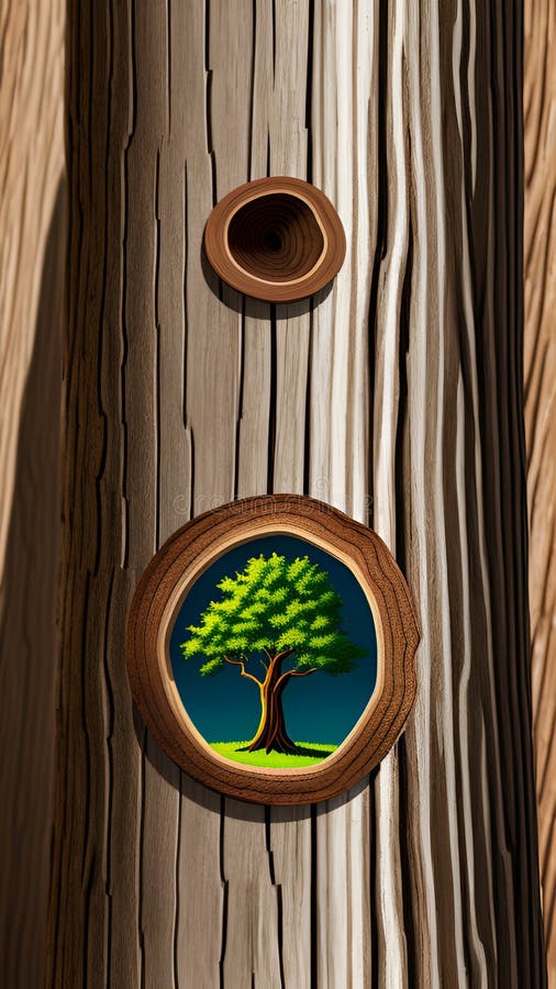 Tree Hole Landscape Illustration Wood Bark Old Tree Dead Branches ...