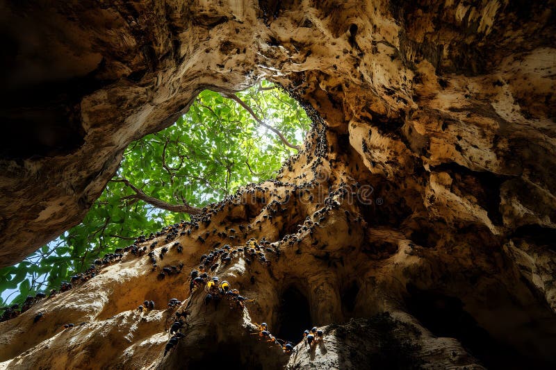 Tree Hollow Filled with Weaver Ants Stock Illustration - Illustration ...