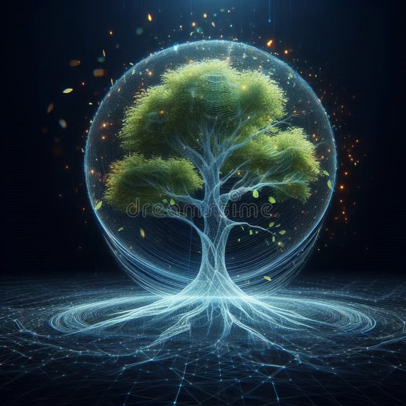 Tree Hologram a Realistic Tree with Swaying Branches and Leaves Stock ...