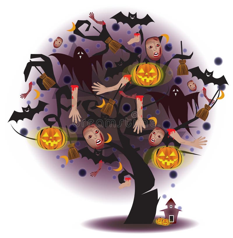 Tree of Horror (Halloween) stock vector. Illustration of doll - 26273155