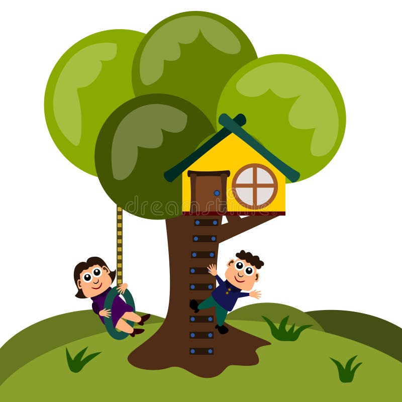 Tree house stock illustration. Illustration of cartoon - 23973456