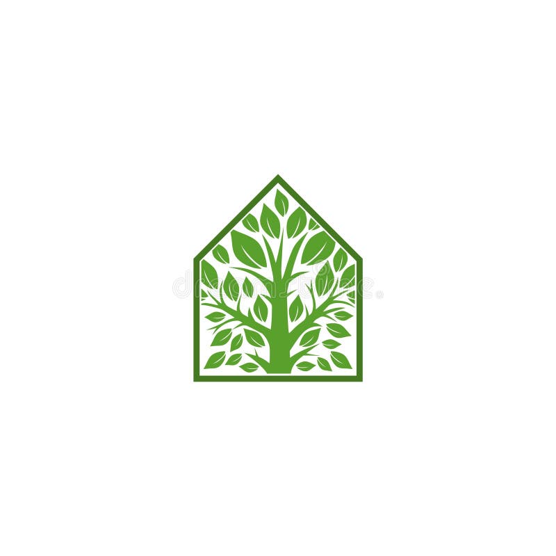 Tree in House Abstract Logo Template. Tree House Logo Design Isolated ...