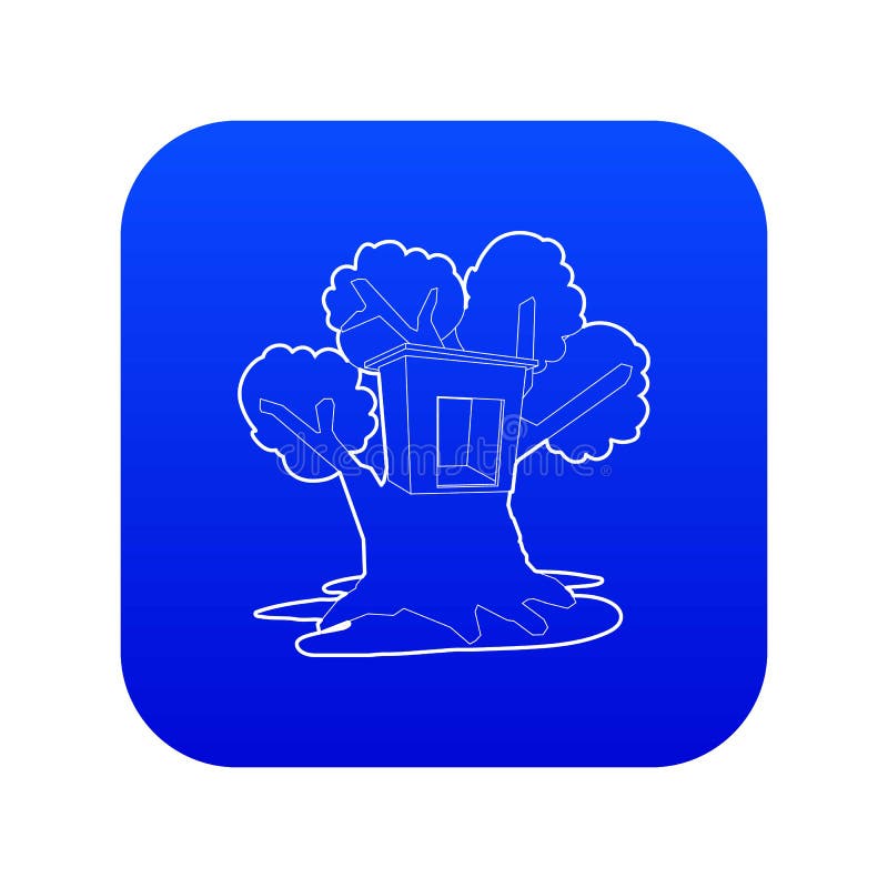 Tree House Icon Blue Vector Stock Vector - Illustration of property ...