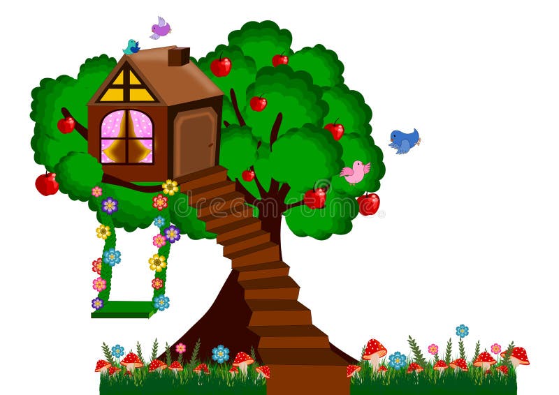 Cartoon Illustration of a Colorful Tree House Stock Vector ...