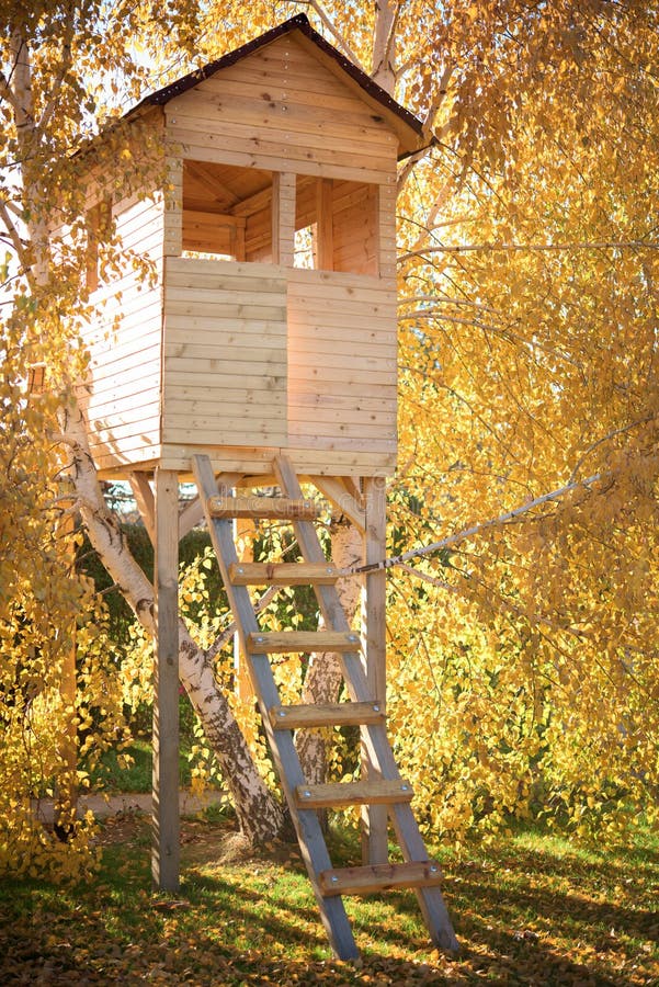 Tree house in the fall stock image. Image of leisure - 104220885