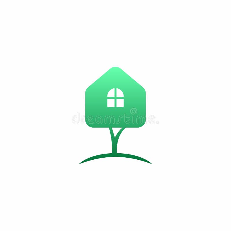 Tree House Logo. Home Leaf Vector Design Stock Vector - Illustration of ...