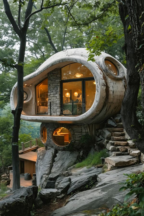 A Tree House in the Middle of a Wooded Area Surrounded by Trees ...