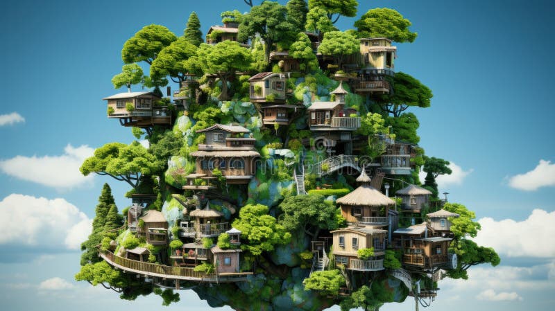 A Tree House in the Shape of a Tree. Generative AI Image. Stock ...