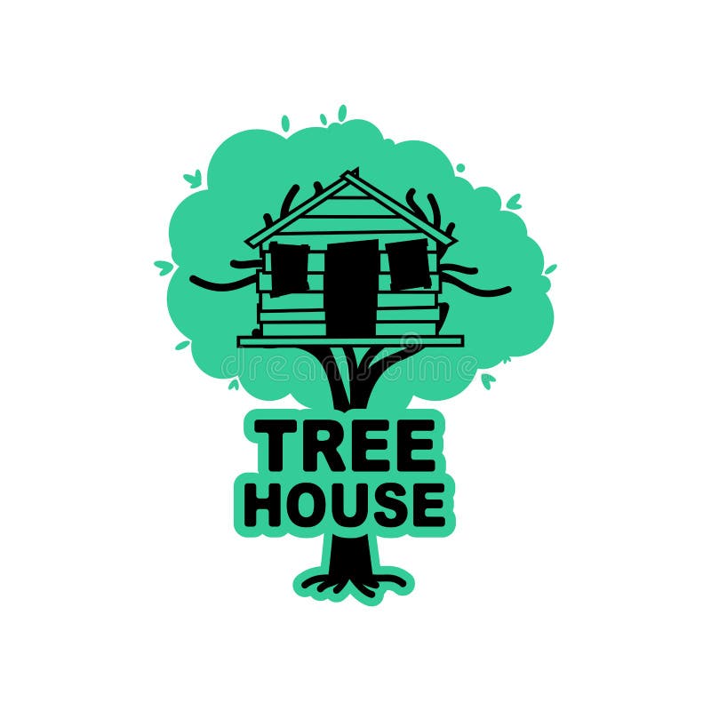 Tree House Sign Icon. Children`s Treehouse Stock Vector - Illustration ...