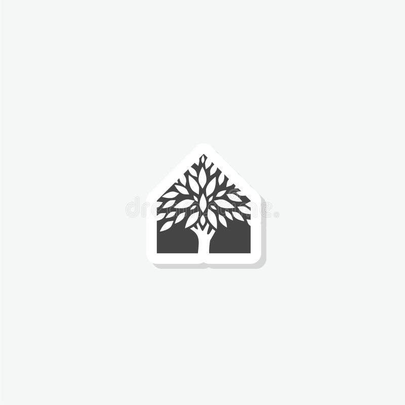 Tree in House Icon. Set Icons in Color Circle Buttons Stock Vector ...