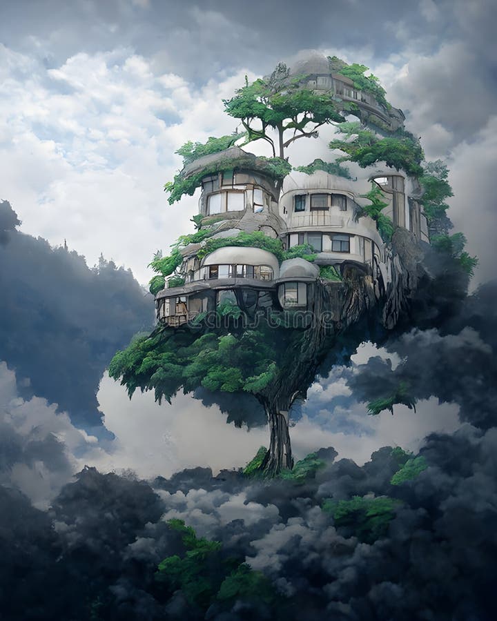 Tree Houses in a Magical Fairytale Forest. Neural Network AI Generated ...