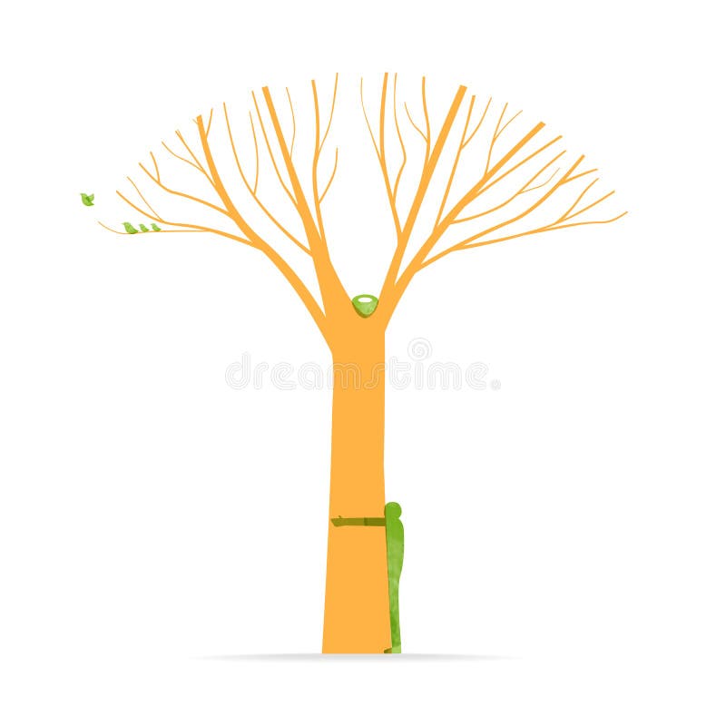Tree Hug Concept Illustration of Green Nature Love Stock Vector ...