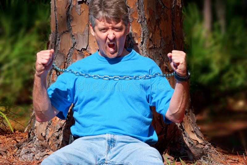 Tree Hugger Protesting Deforestation Stock Image - Image of arbor ...