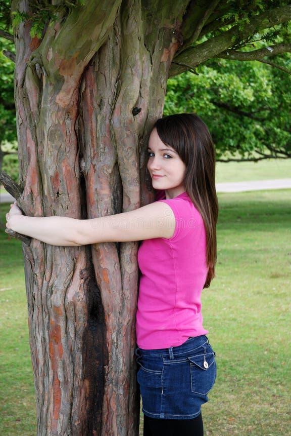 Tree hugging stock photo. Image of appealing, affectionate - 10805170