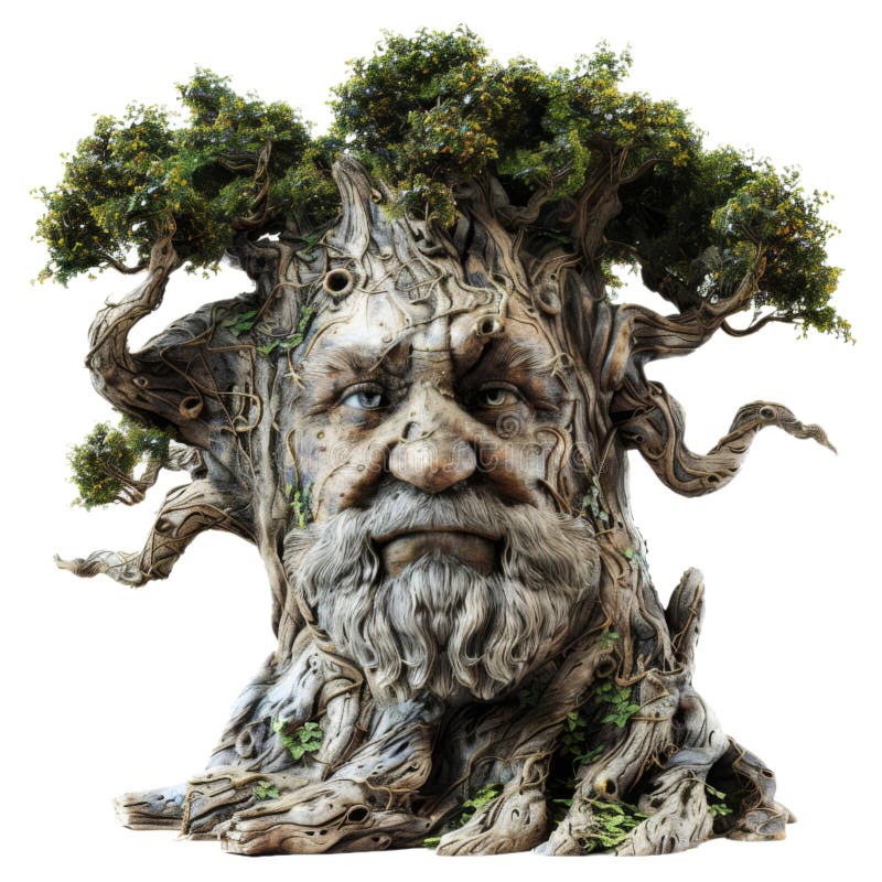 Tree with Human Face and Lush Green Foliage Stock Illustration ...