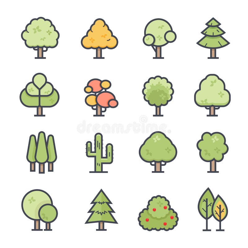 Tree Icon Bold Stroke with Color Stock Vector - Illustration of ...
