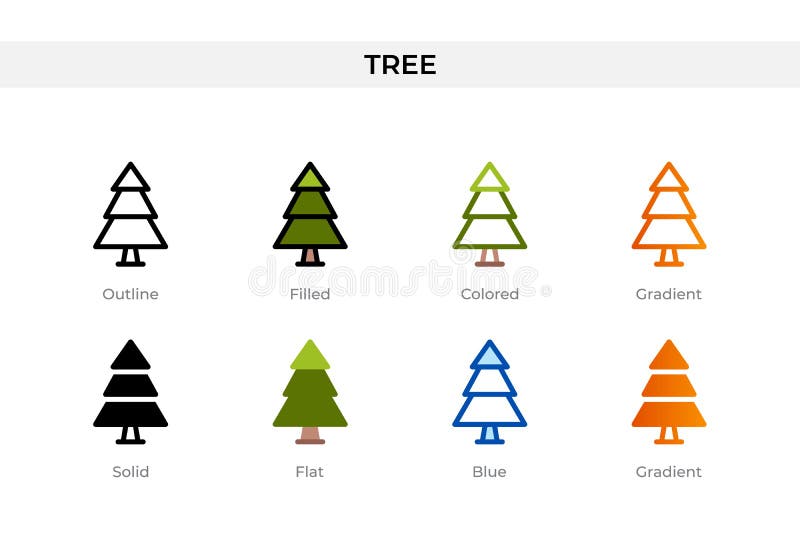 Tree Icon In Different Style Tree Vector Icons Designed In Outline