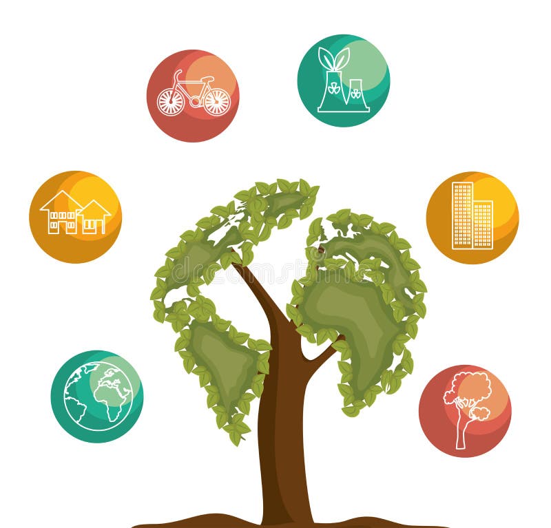 Tree Icon Ecology Save the World Stock Illustration - Illustration of ...