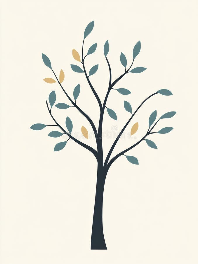 Tree Icon Featuring Branches and Leaves in a Simple, Colorful Design ...