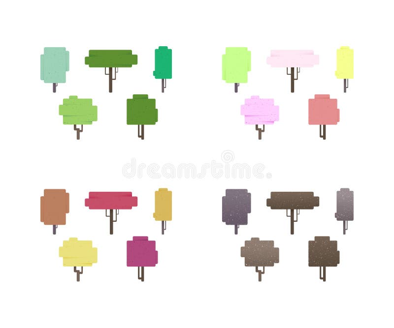 Tree Icon Set, Illustration Stock Illustration - Illustration of ...