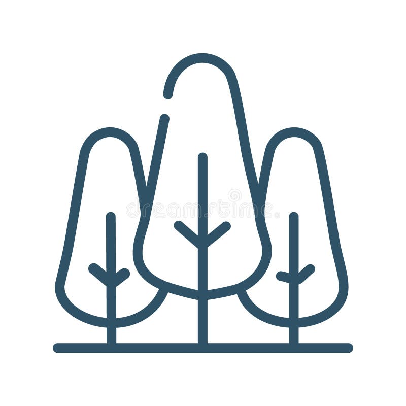 Tree Icon Set. Simple Line Art Icon Set Depicting Three Trees Stock ...