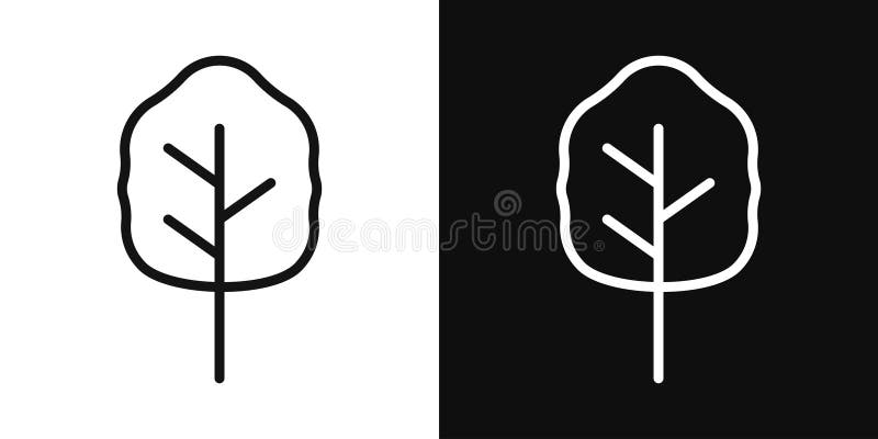 Tree Icon Set. Simple Oak Forest Tree Vector Symbol in Black Filled and ...