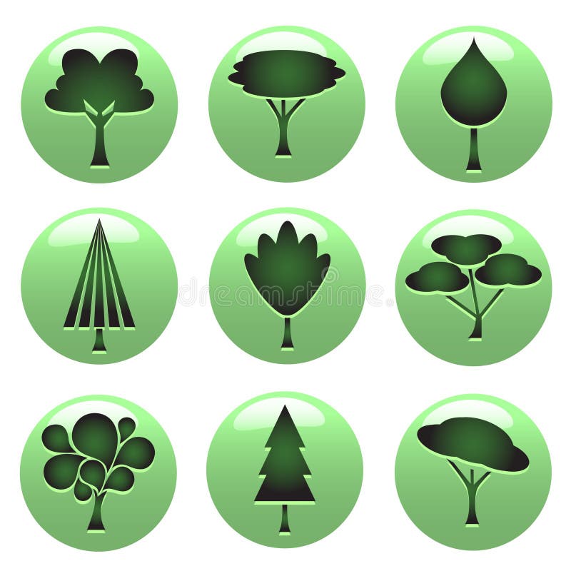 Tree icons stock vector. Illustration of garden, button - 18366513