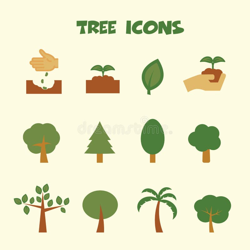 Set of Tree Icons for Garden Plan Design Stock Vector - Illustration of ...
