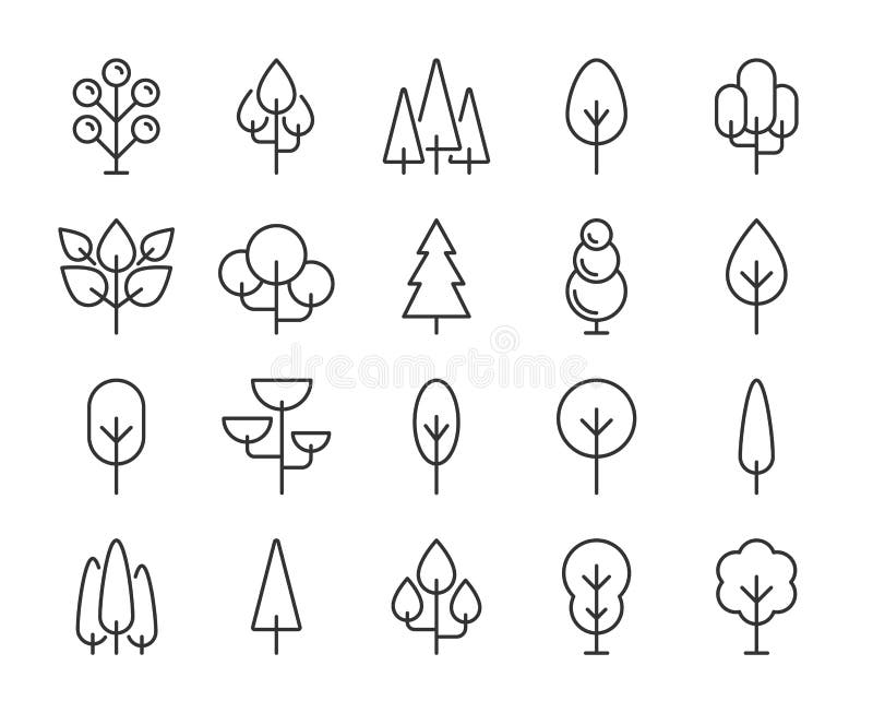 Tree Icons. Tree and Forest Line Icon Set. Vector Illustration ...