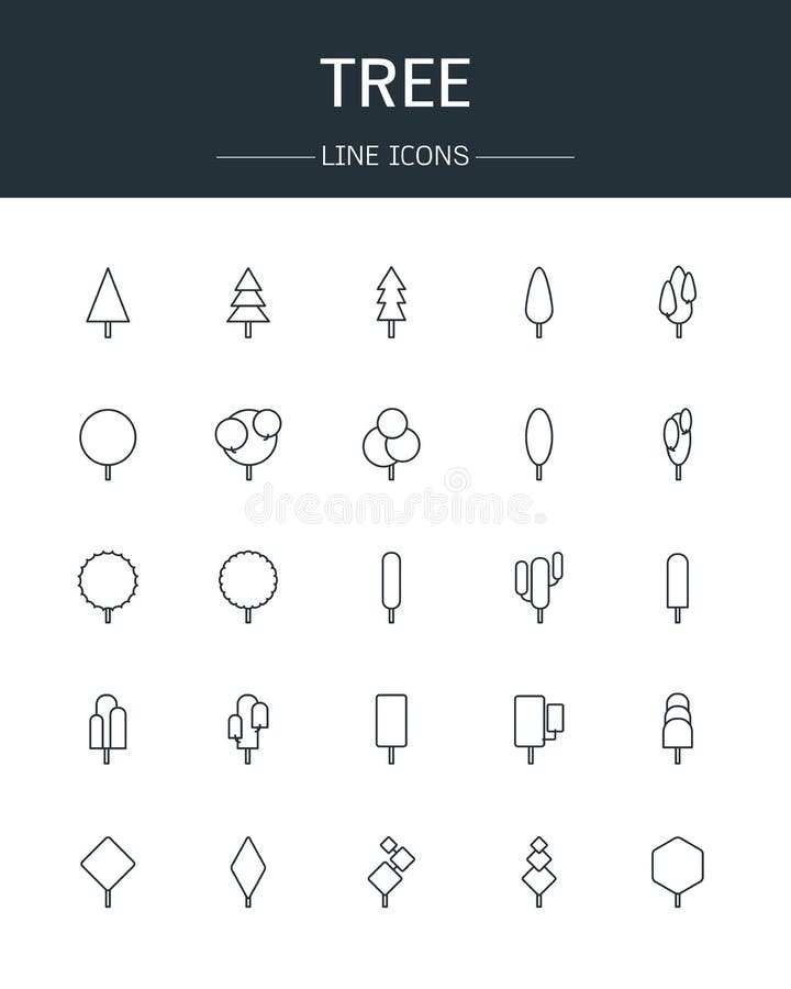 Tree icons line style stock vector. Illustration of collection - 77151090