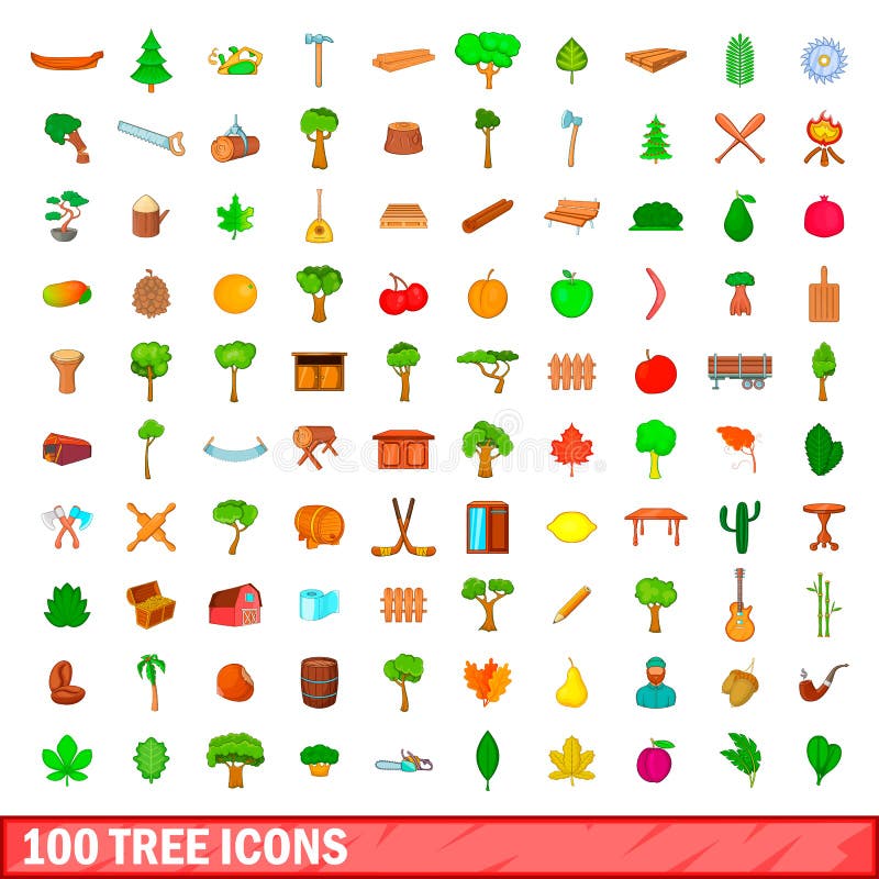 Tree icons set, flat style stock vector. Illustration of flora - 76036300