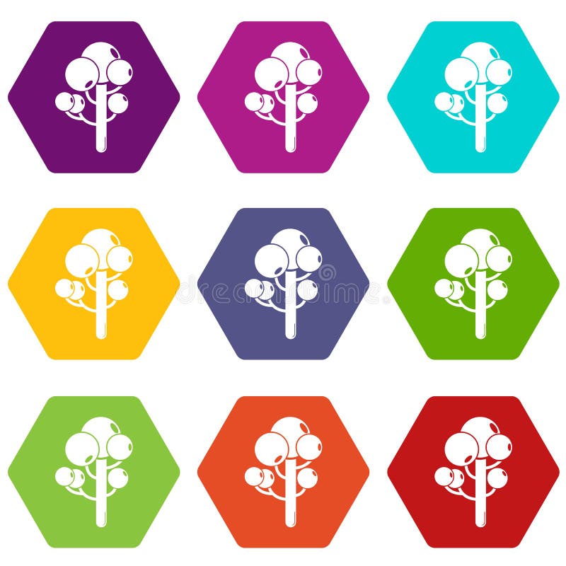 Tree icons set 9 vector stock vector. Illustration of color - 116918675