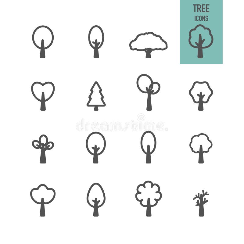 Set Of Tree Icons For Garden Plan Design Stock Vector - Illustration of ...