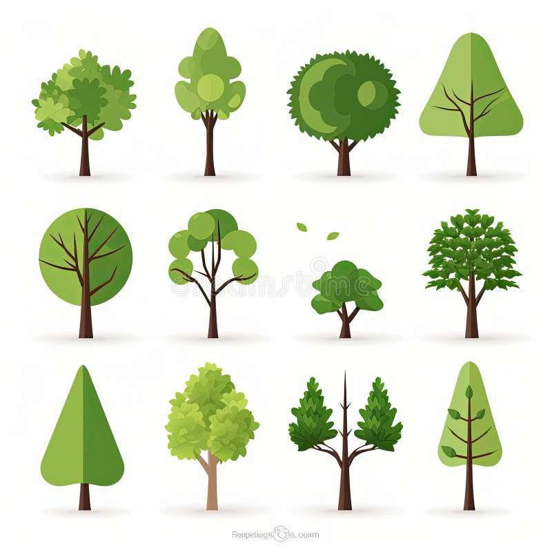 Tree Icons Vector Illustration Stock Illustration - Illustration of ...
