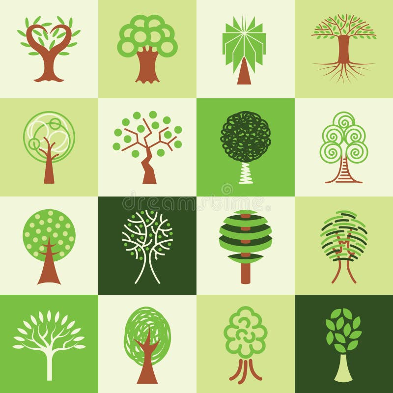 Tree icons vector set stock vector. Illustration of wood - 45271291