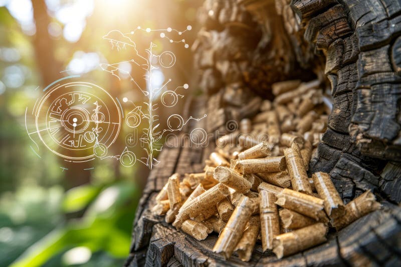 Tree Illustration with Bar Graph Displaying Decrease in Carbon ...