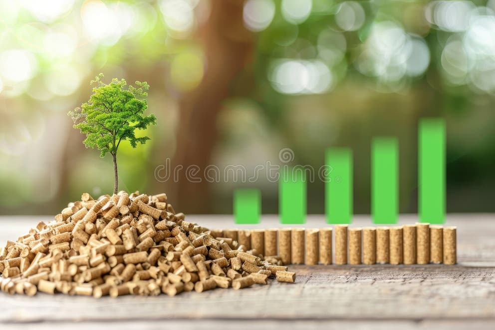 Tree Illustration with Bar Graph Displaying Decrease in Carbon ...