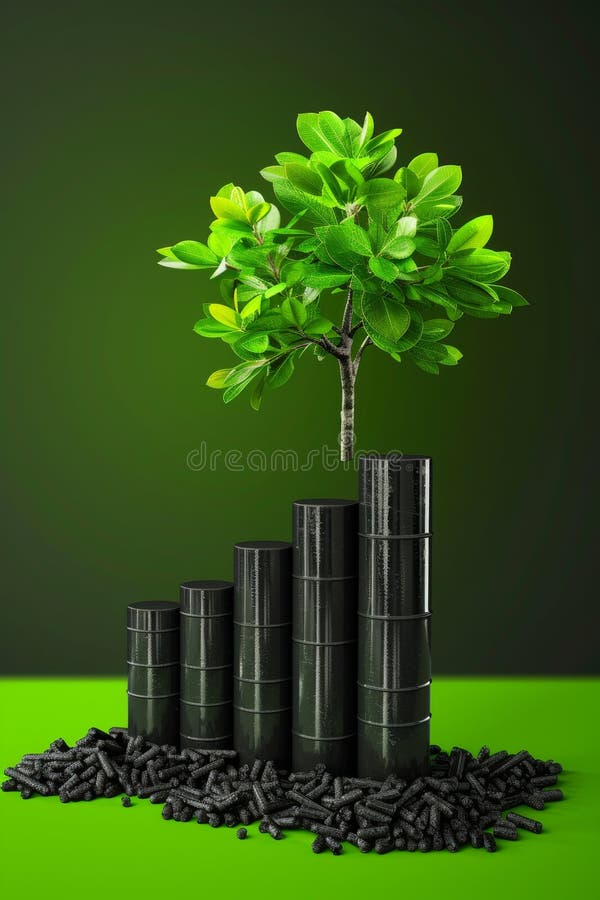 Tree Illustration with Bar Graph Displaying Reduced Carbon Emissions ...