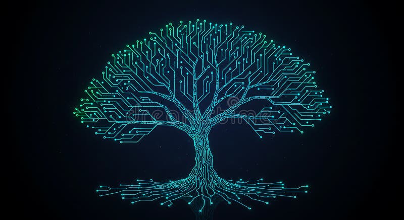 Tree Illustration Composed of Interconnected Circuit Lines, Resembling ...
