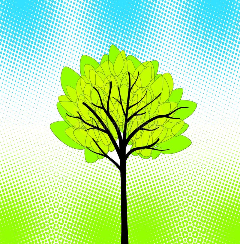 Tree Illustration And Dots Background Stock Illustration - Illustration ...