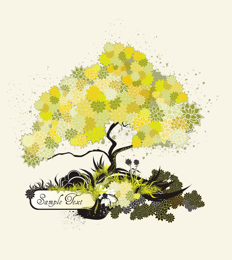 Tree Illustration & Medallion Stock Vector - Illustration of autumn ...